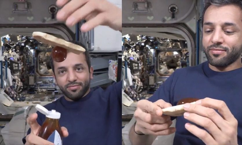 Sultan AlNeyadi Shows How He Squeezes Honey On Bread in Space in This ...